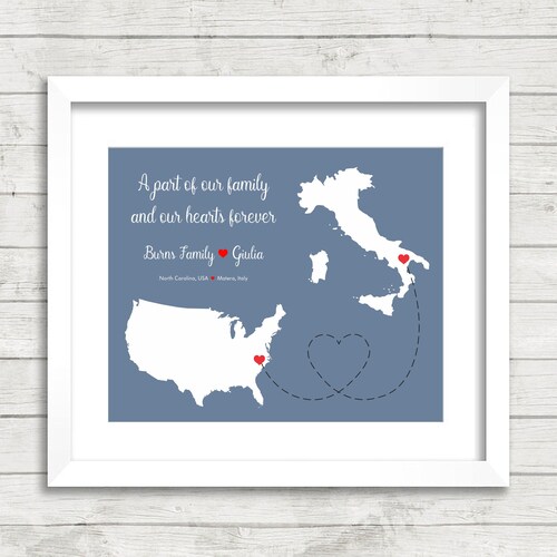 Exchange Student Map Raleigh North Carolina USA Matera - Etsy