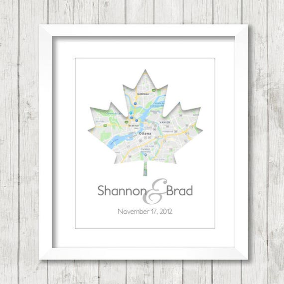 Canadian Maple Leaf Map Ottawa Ontario Canada Canadian | Etsy