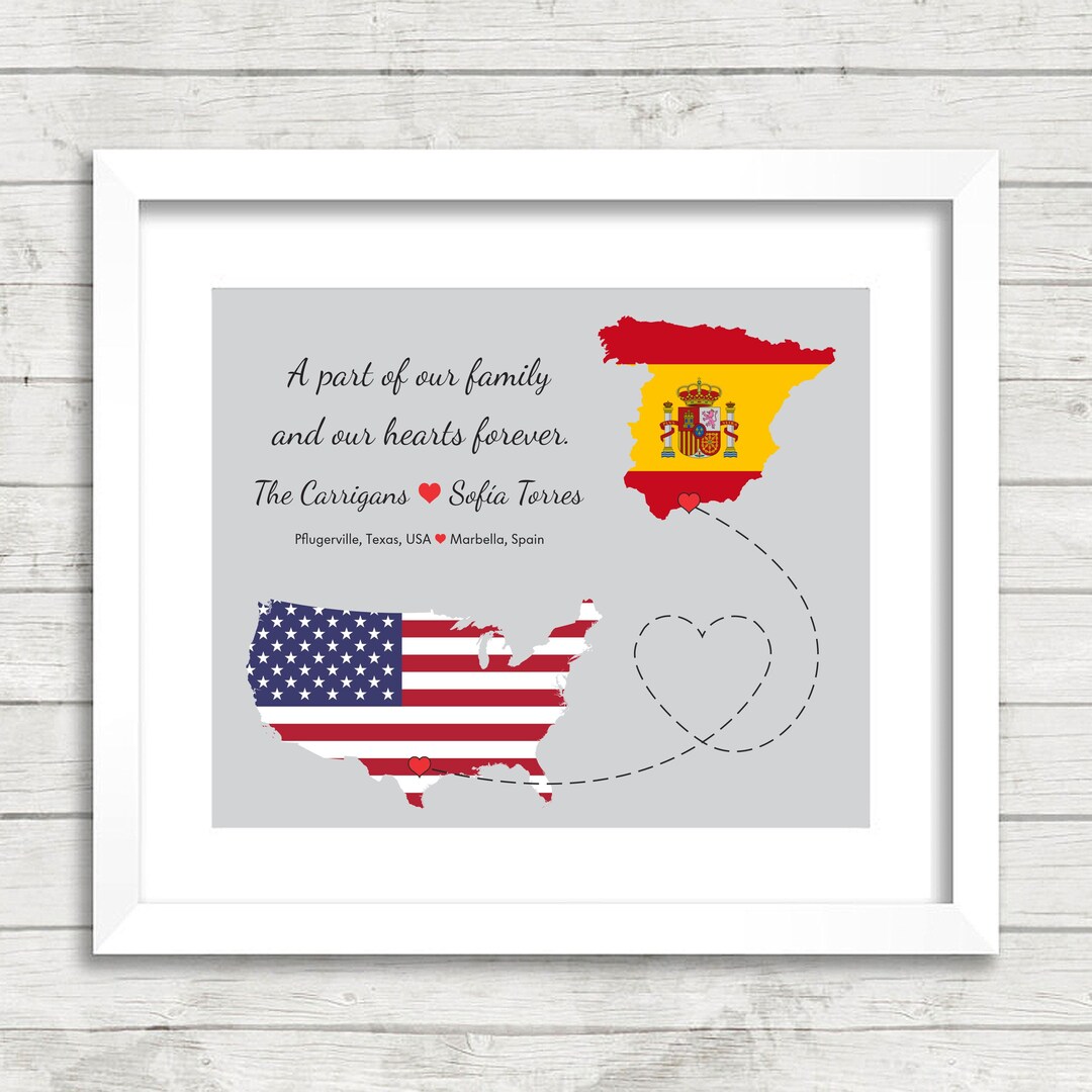 Exchange Student Map Texas, USA Marbella, Spain Educational Long ...