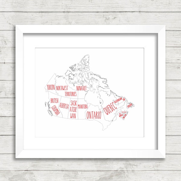 Typography Map of Canada - Etsy