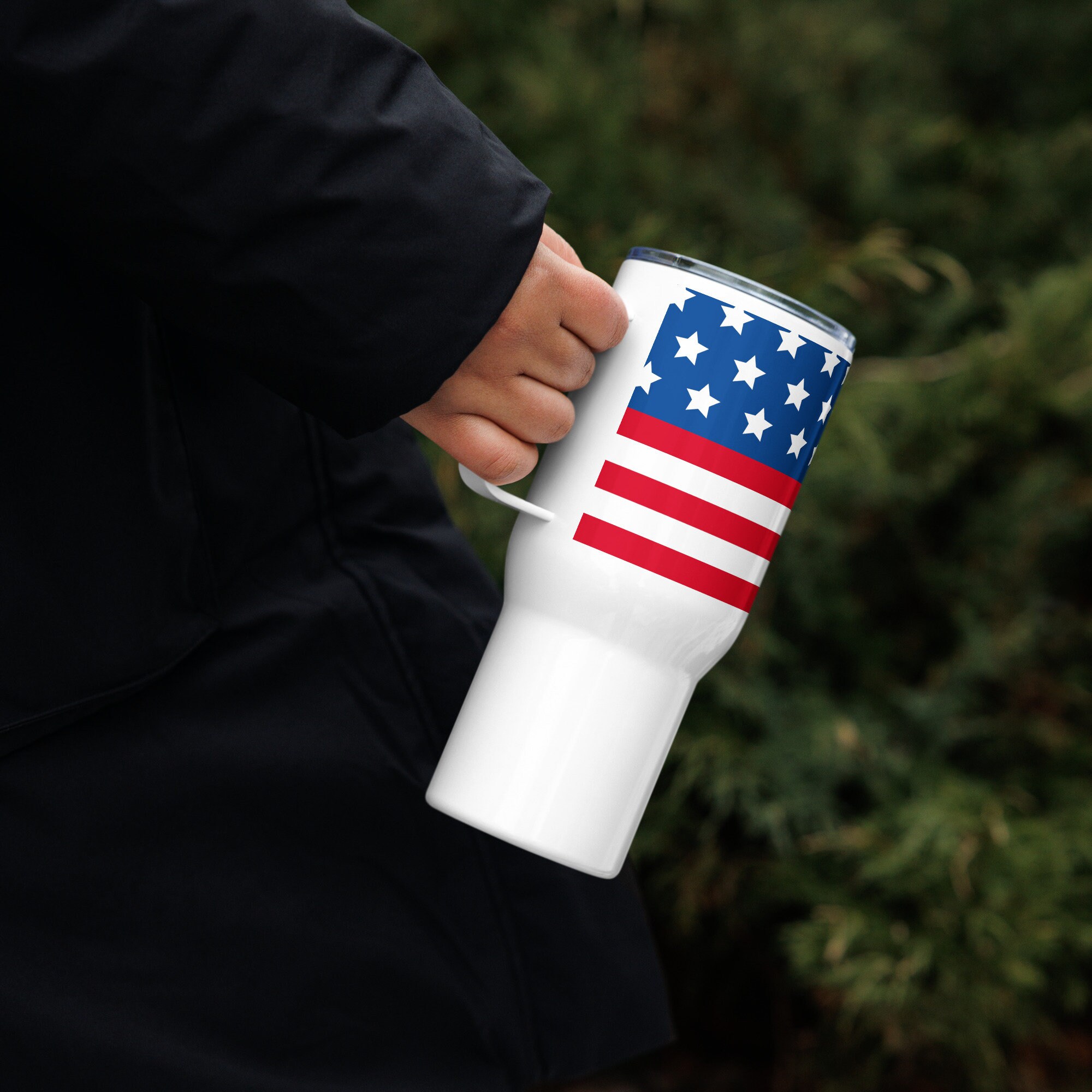 American Flag Travel Mug With a Handle, Patriotic, 25oz - Etsy