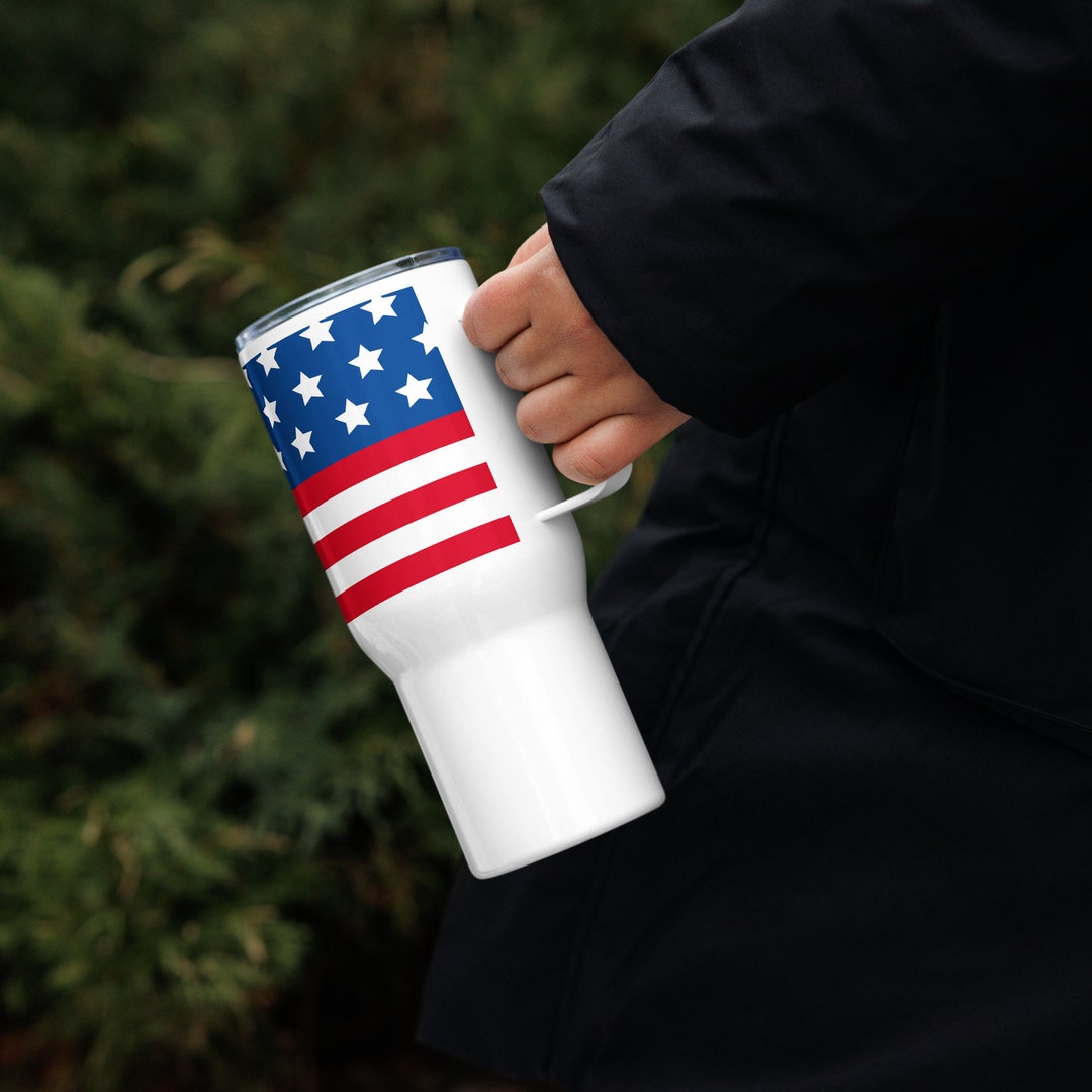 American Flag Travel Mug With a Handle, Patriotic, 25oz - Etsy