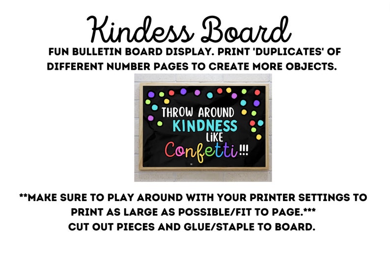 Kindness Confetti Classroom Decor - Bulletin Letters - PDF Files - Etsy