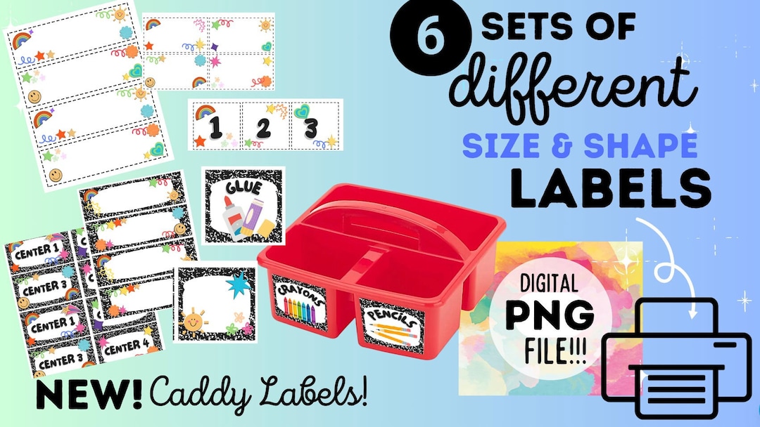 Caddy Supply Labels - Organization Sticker Files - Container Signs- PNG ...