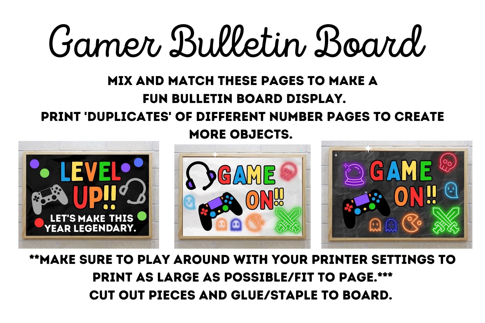 Gamer Video Classroom Decor - Bulletin Letters - PDF JPEG and PNG Files ...