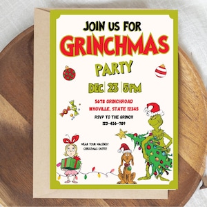 Personalised Grinch Party Invitation, Grinchmas Party Invite, Christmas ...