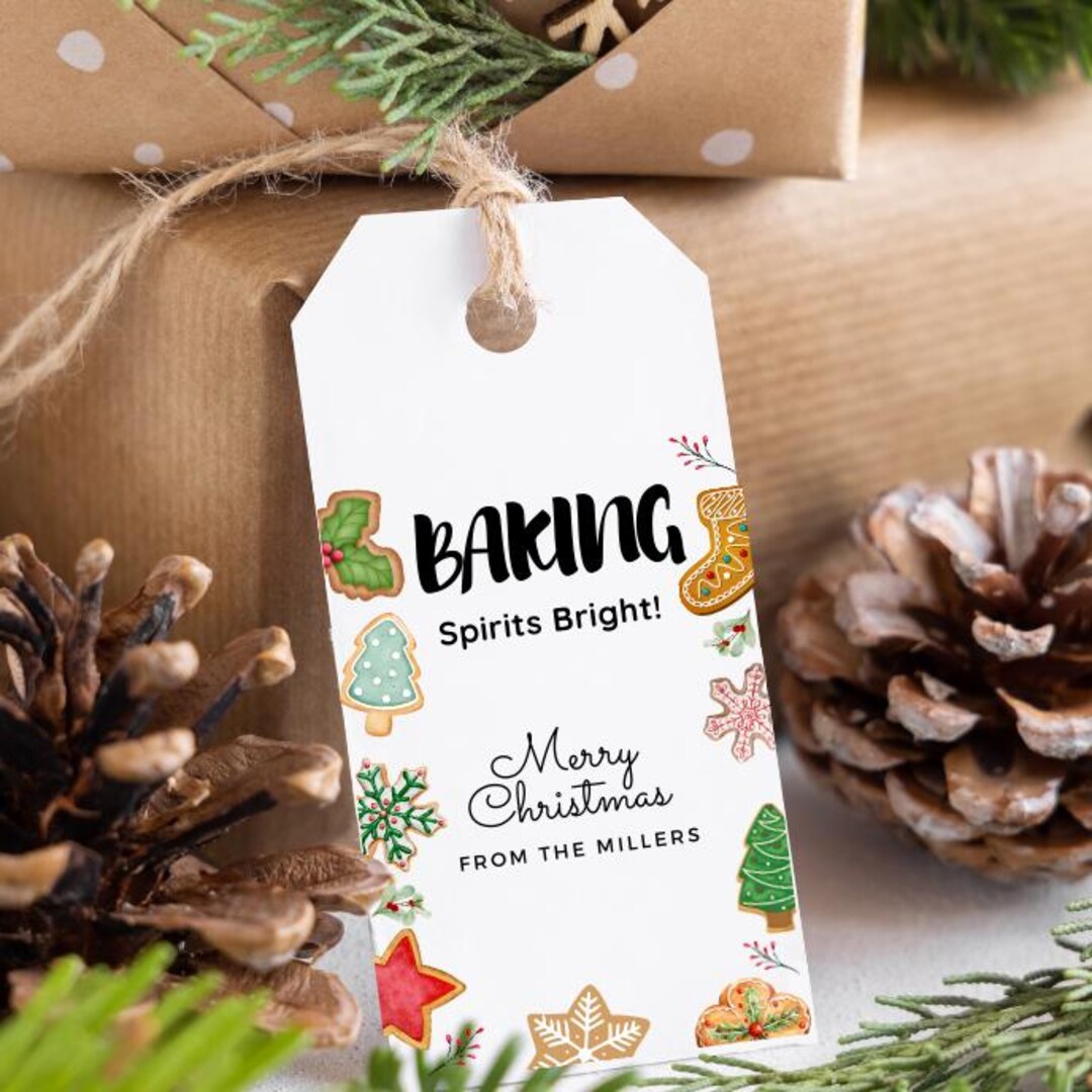 Personalized Christmas Cookie Gift Tags, Printed Holiday Tag (canva ...
