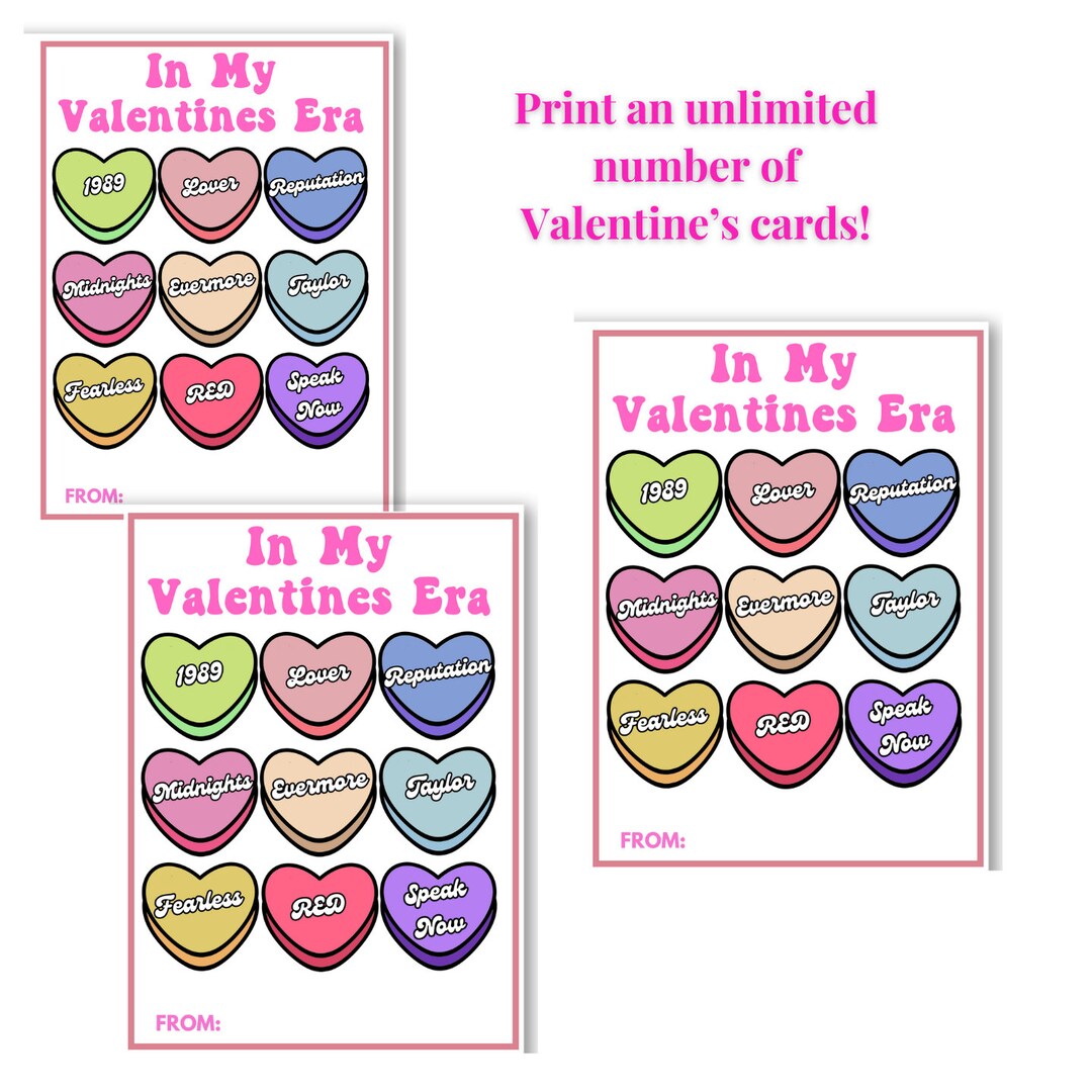 Taylor Swift Valentines Printable Era Valentines - Etsy