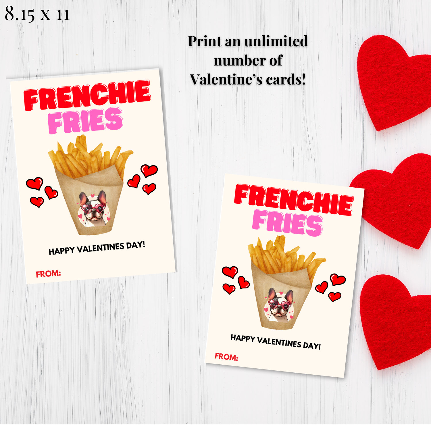 Frenchie Fries Dog Valentines Printable - Etsy