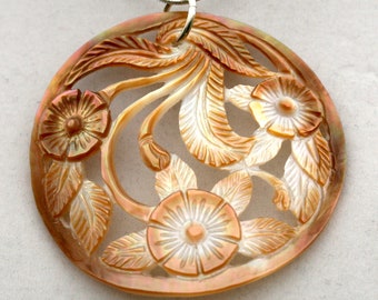 Carved Shell Pendant - Etsy