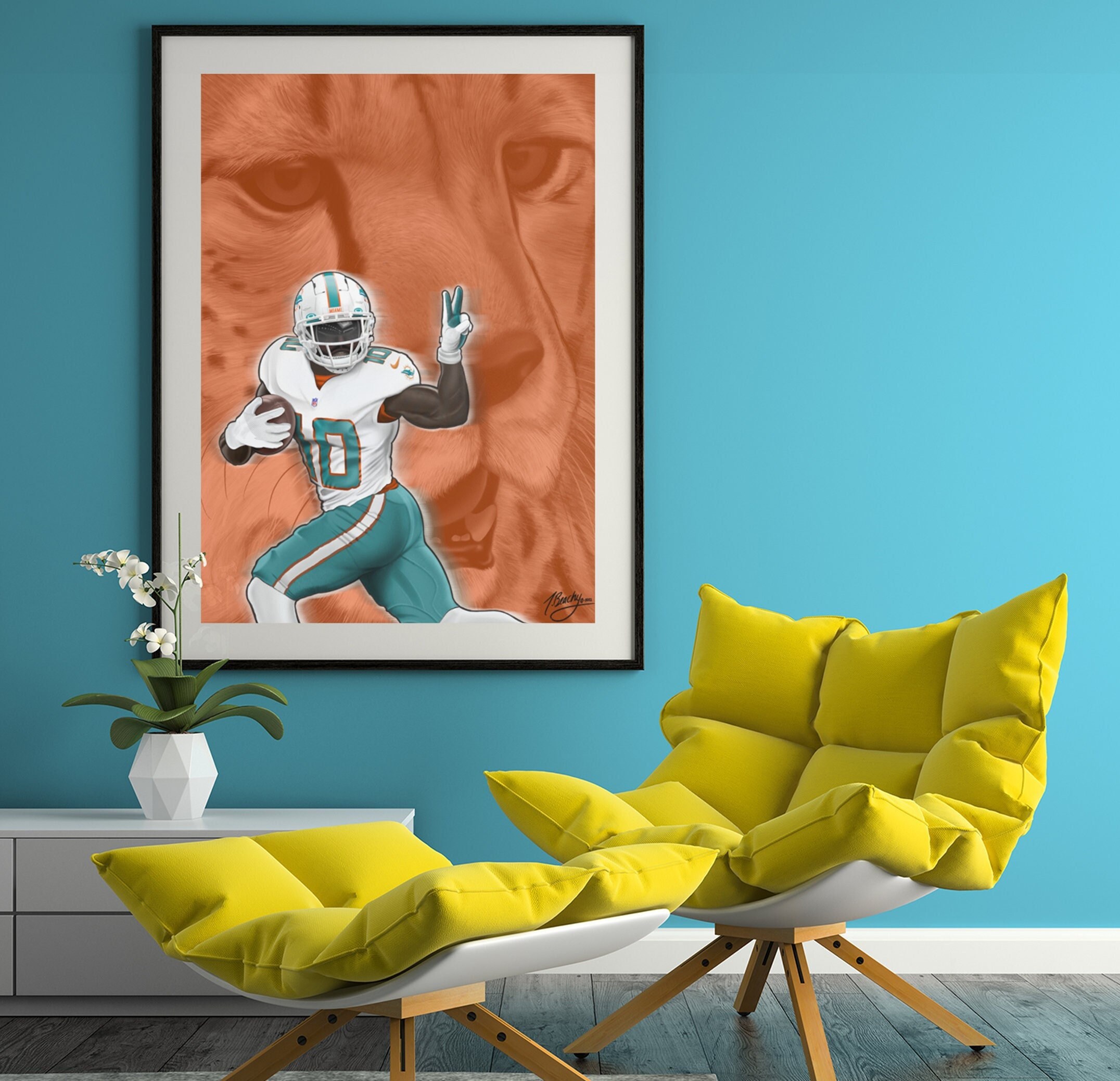Tyreek Hill Fine Art Unframed Poster. Fins Up! - Etsy