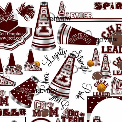 Maroon Cheer Clipart MORE COLORS Cheerleader Clip Art - Etsy