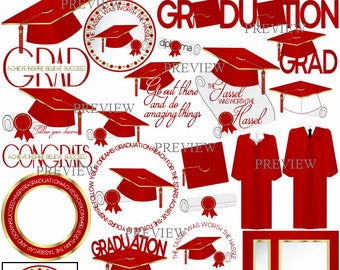 Graduation Clip Art MORE COLORS Black Gold Clipart | Etsy