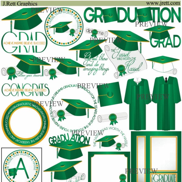 Green Graduation Cap Clipart - Etsy