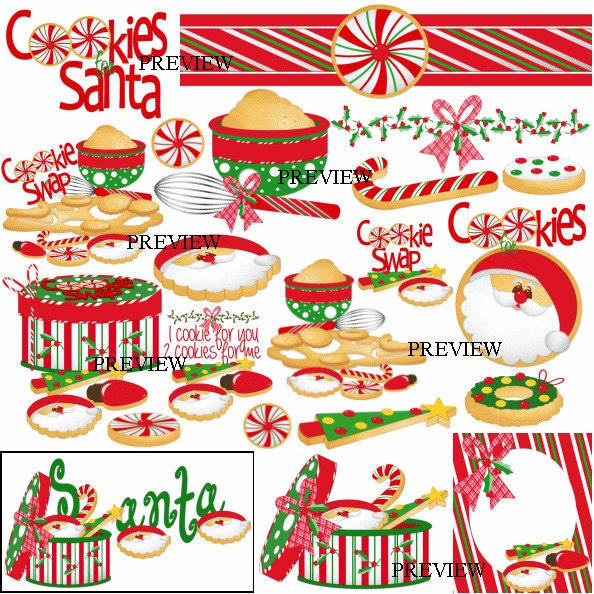 Santa Christmas Cookies Clipart Make Your Own Invitations Cards ...