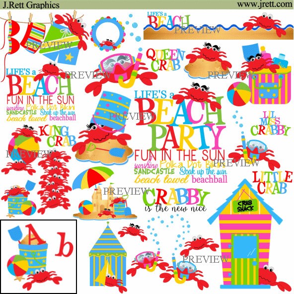Lil Crabby Party Clipart, Crab Shack, Miss Crabby, King Crab Clip Art ...