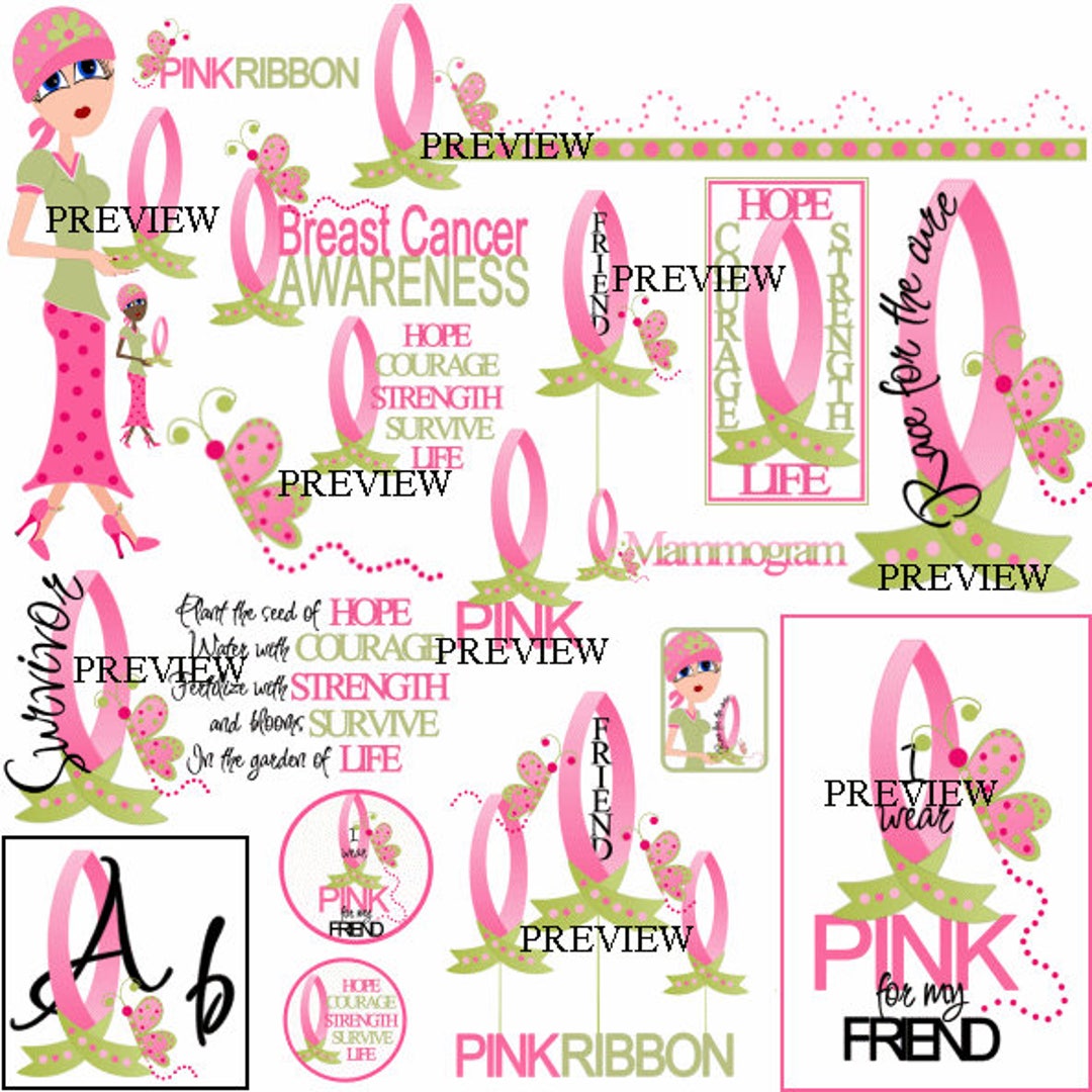 Pink Ribbon Breast Cancer MORE COLLECTIONS Clipart Make Your Own Kits ...
