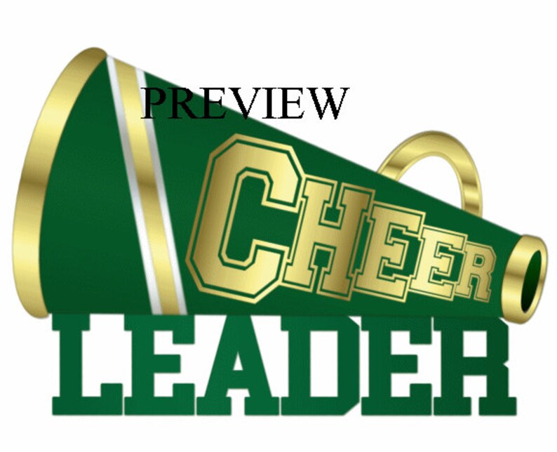 Cheerleader Megaphone Clip Art, MANY COLORS, Green Gold Cheer Clipart ...