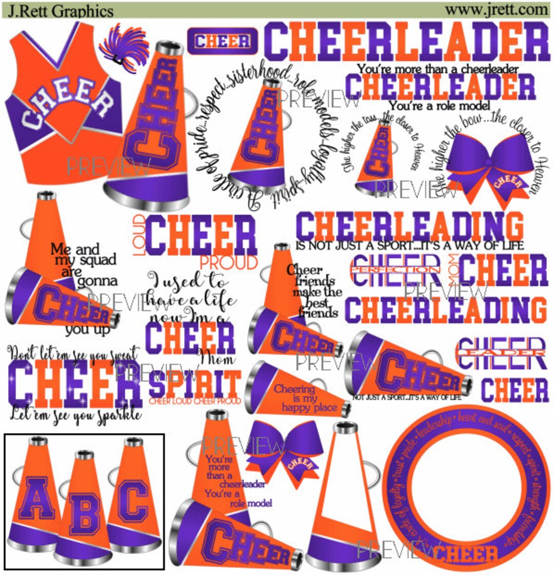Purple Orange Cheerleading Clipart Make Your Own Party Favors ...