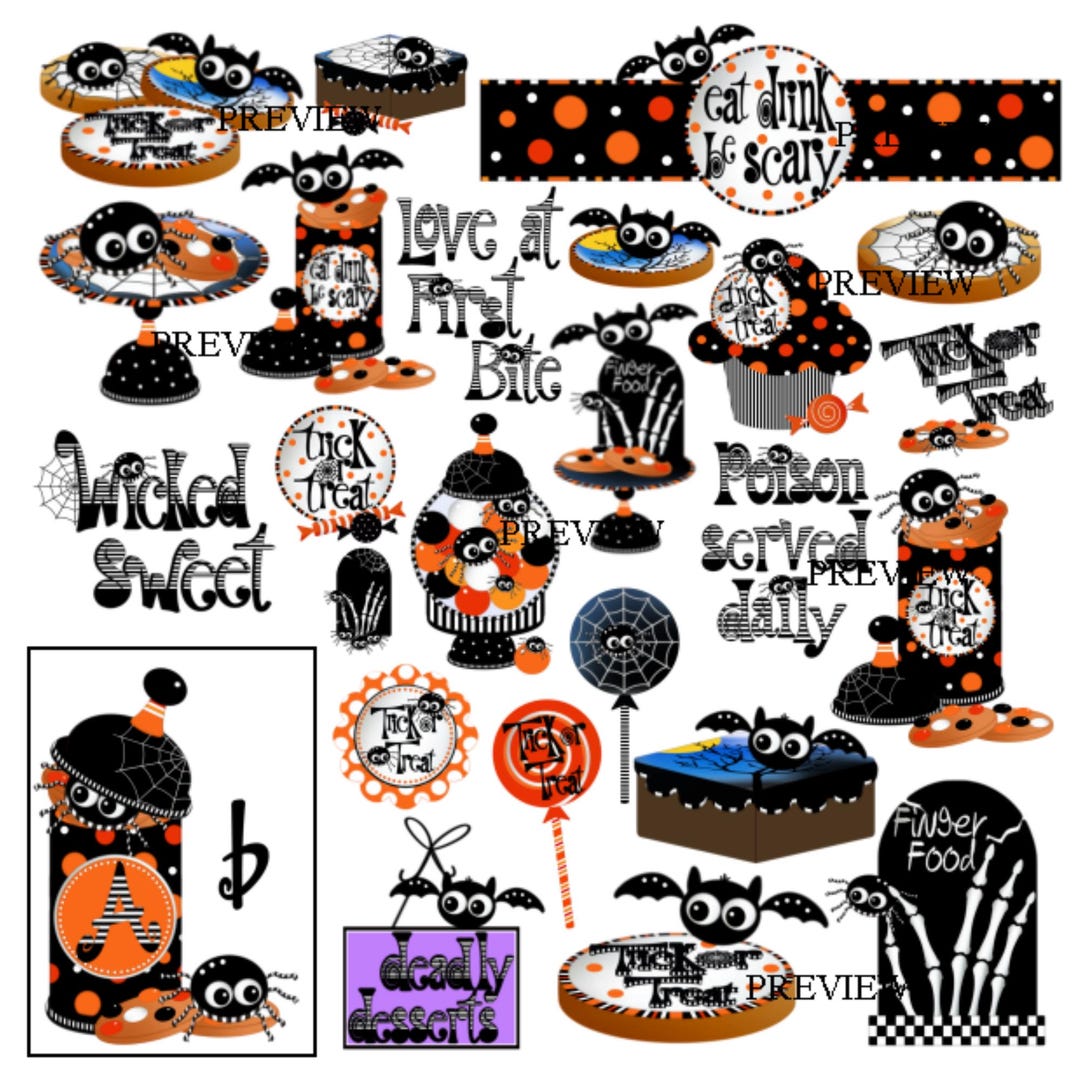 Halloween Clipart Treats Cupcake PNG Make Your Own Halloween Party ...