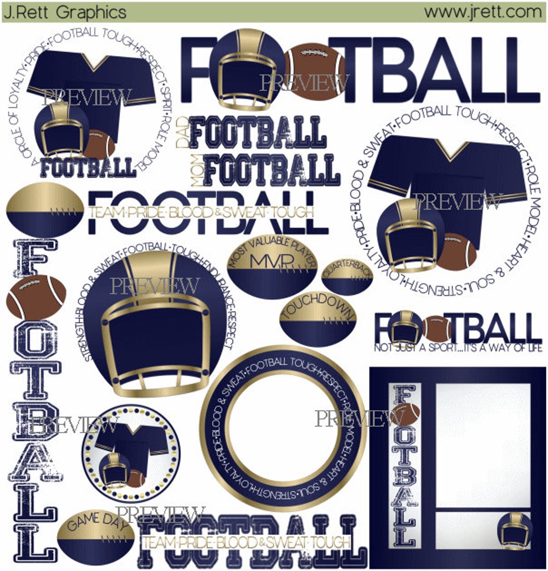 Football Clip Art, MORE COLORS, Navy, Blue, Gold Football Clipart ...