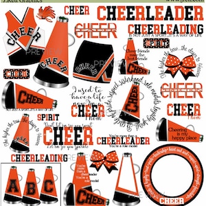 Orange Cheerleader Clip Art MORE COLORS Orange Black | Etsy