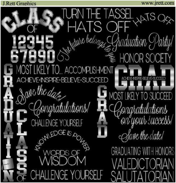 Silver Graduation clipart MORE COLORS Graduation word clip | Etsy