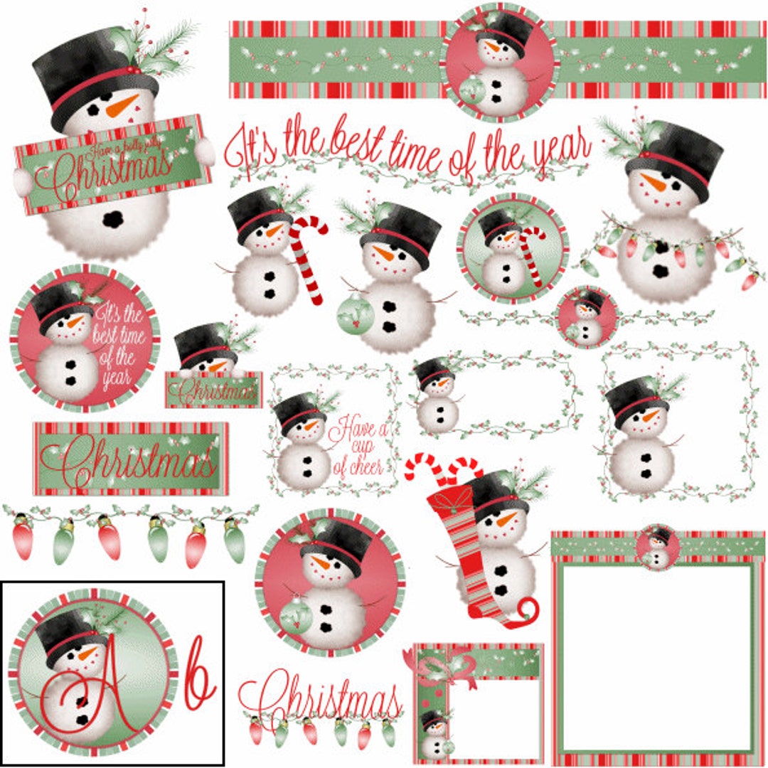 Holly Jolly Christmas Clipart Make Your Own Party Favors, DIY Kits ...