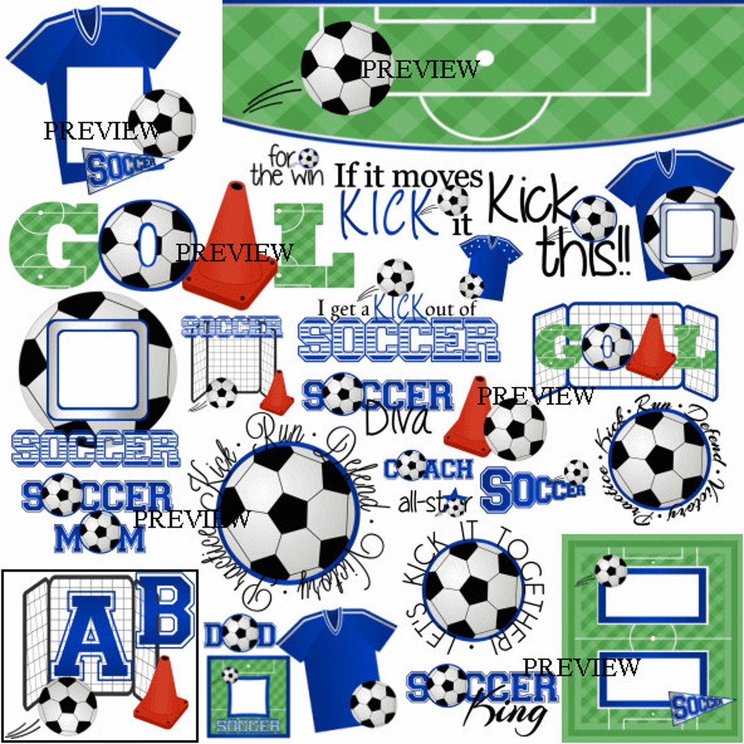 Blue Soccer Clipart MORE COLORS, Soccer Ball Clip Art, Soccer Goal ...