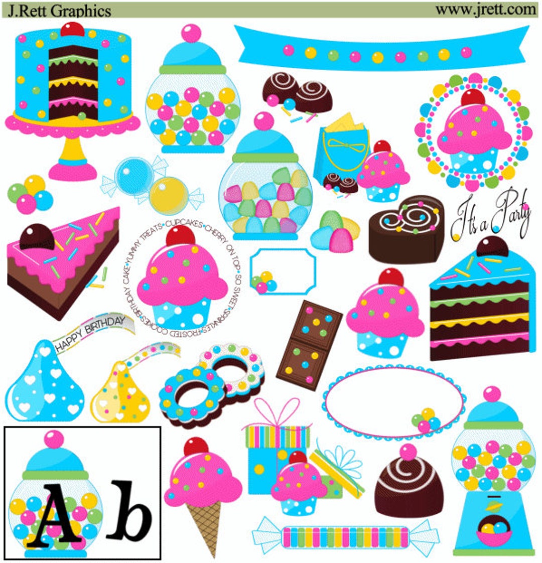 Cute Cupcake Clipart, Sweet Shop Clipart, Candy Clip Art, Sweet Tart ...