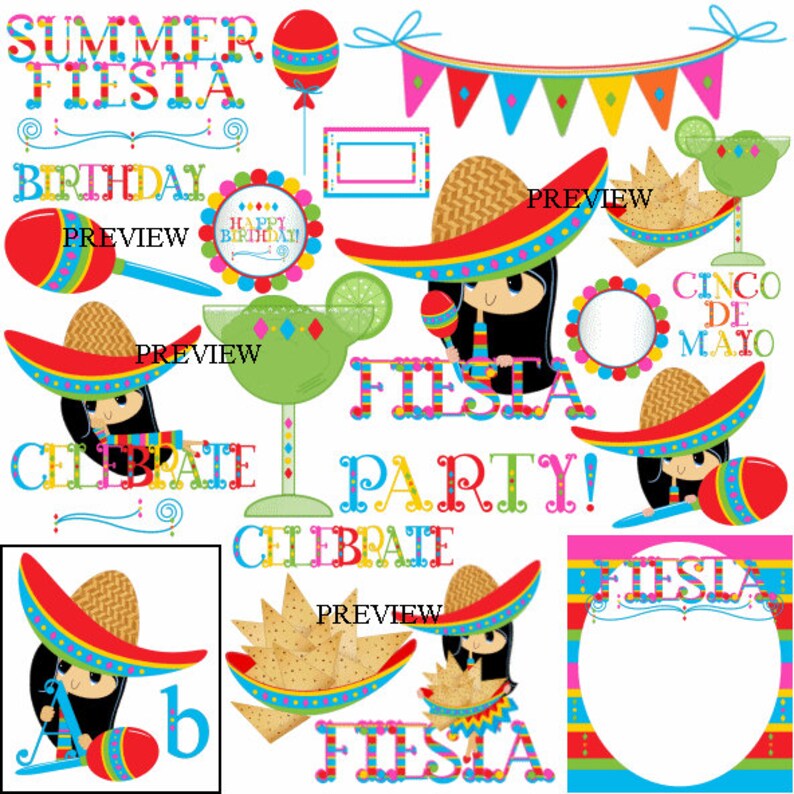 Cinco De Mayo Fiesta DIY Clipart Make Your Own Party Kit Favors School ...