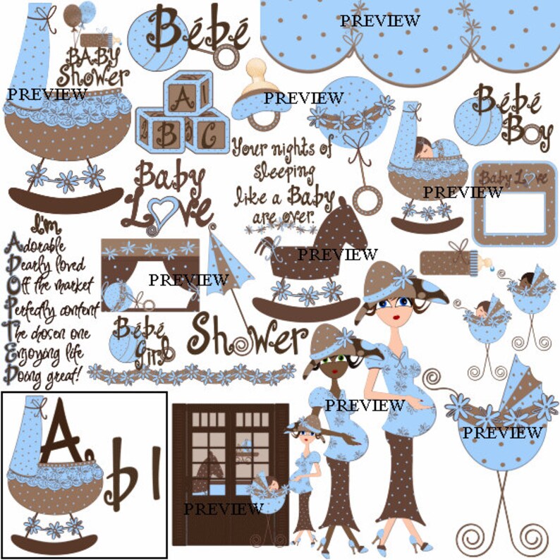 Cute Baby Boy Clipart, Baby Shower Clipart, Pregnancy Graphics, Baby ...