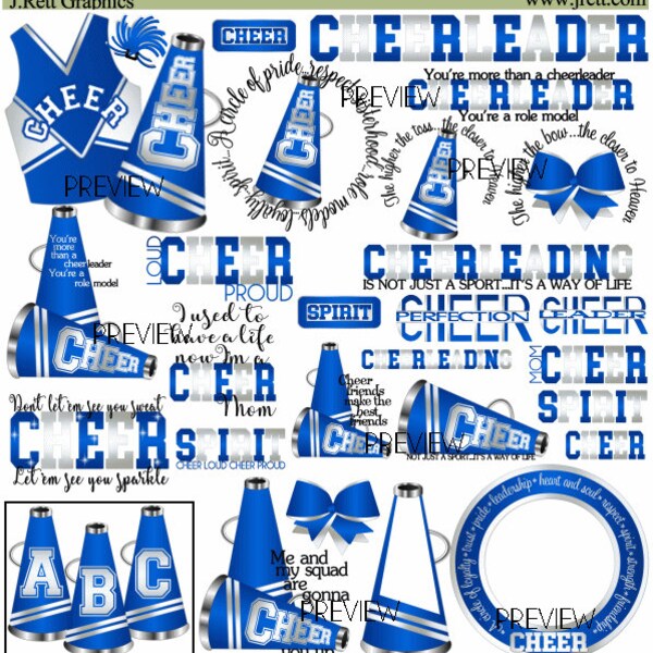 Blue and White Cheer Clipart - Etsy