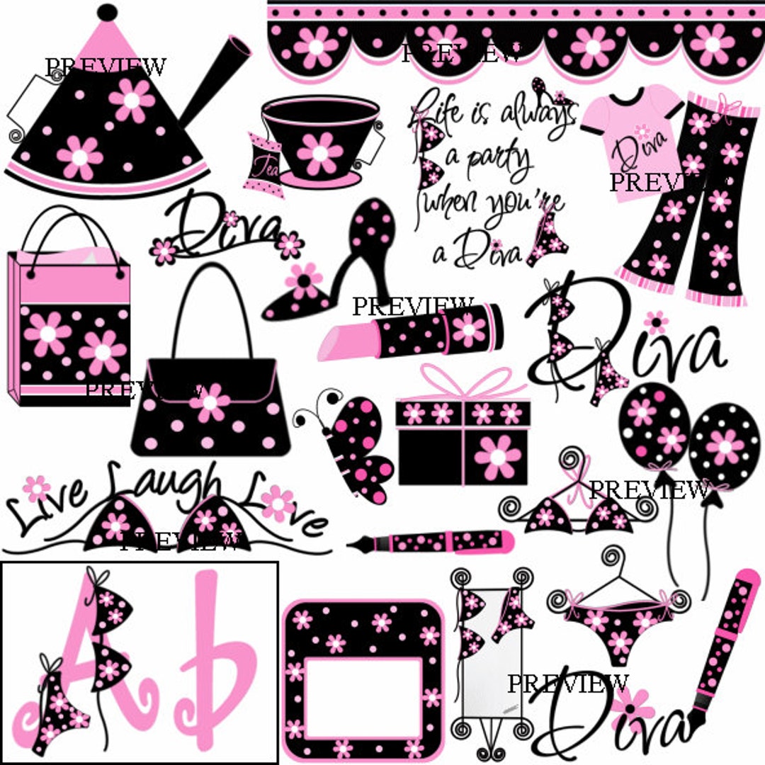Diva Clip Art, Birthday Clipart, Party Clip Art, Diva Graphics ...