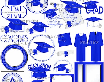Royal Blue Graduation Clip Art MORE COLORS Royal Blue Silver - Etsy