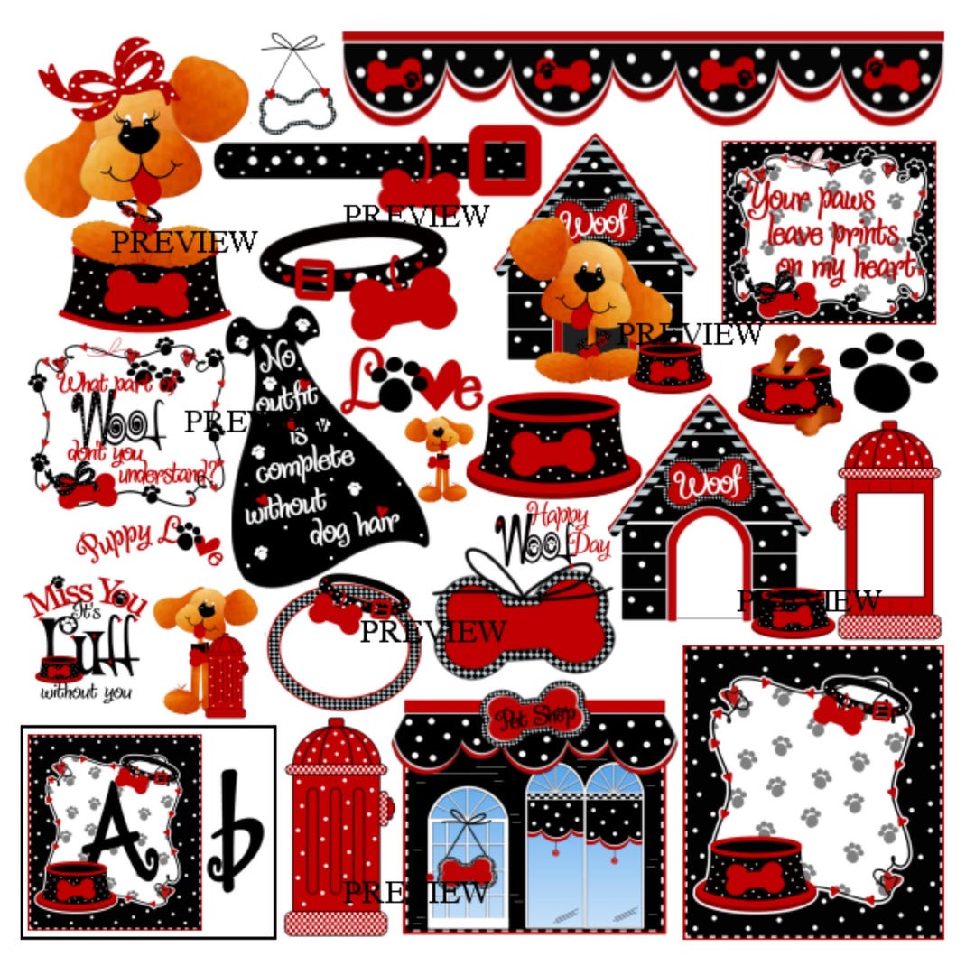 Puppy Love PNG, Cute Dog Clipart, New Puppy Graphics, Pet Shop Clip Art ...