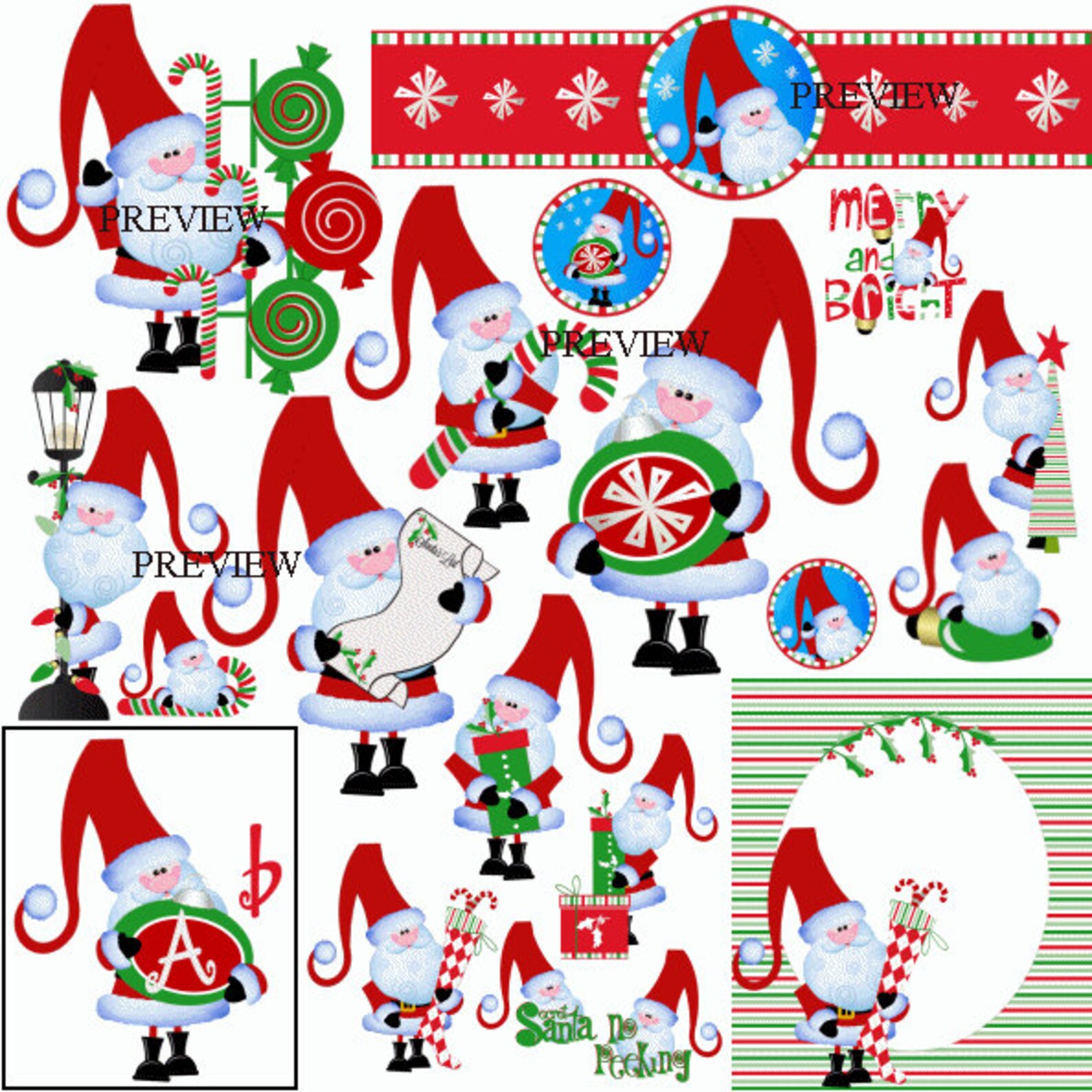 Merry & Bright Santa Make Your Own Invitations Cards Printables ...