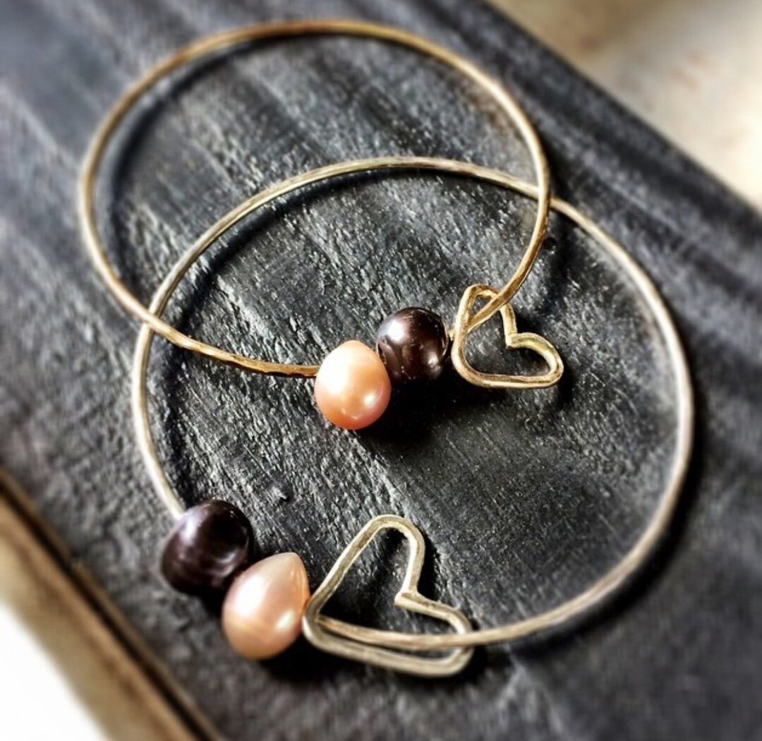 Mother/daughter Double Pearl Bangle Set... - Etsy