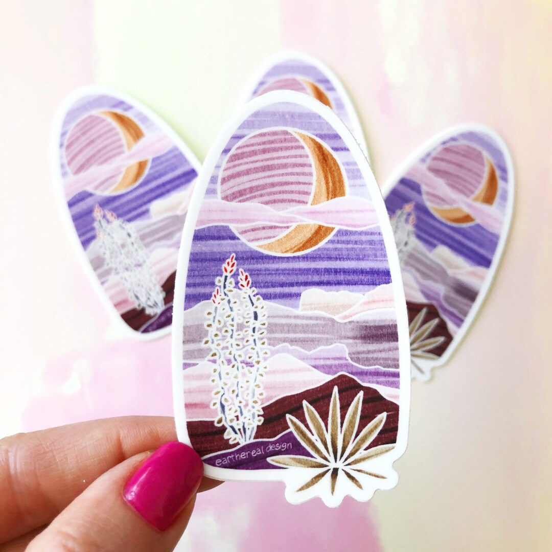 West Texas Desert Moon Vinyl Sticker - Etsy