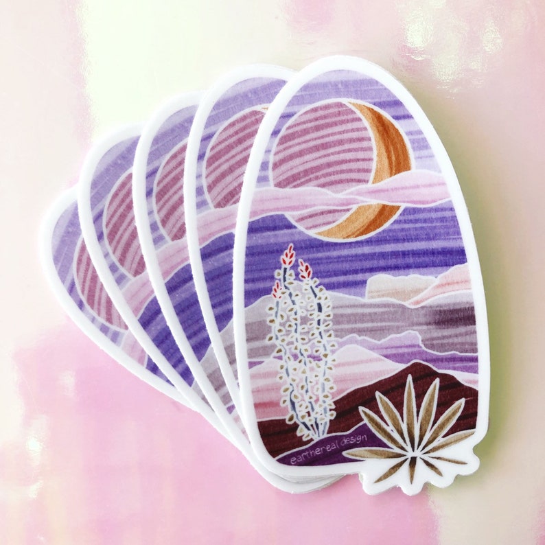 West Texas Desert Moon Vinyl Sticker - Etsy