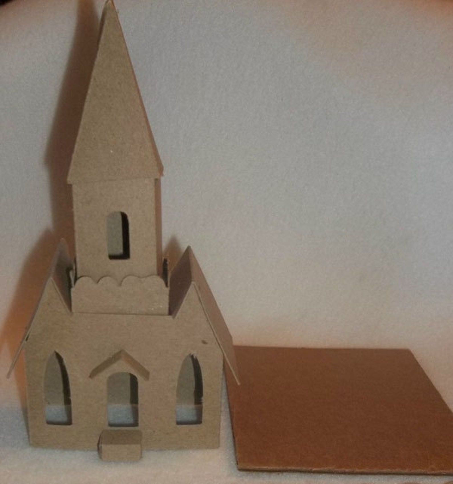 Vintage Putz Style Church With Steeple - Assembled House Ready to Paint ...