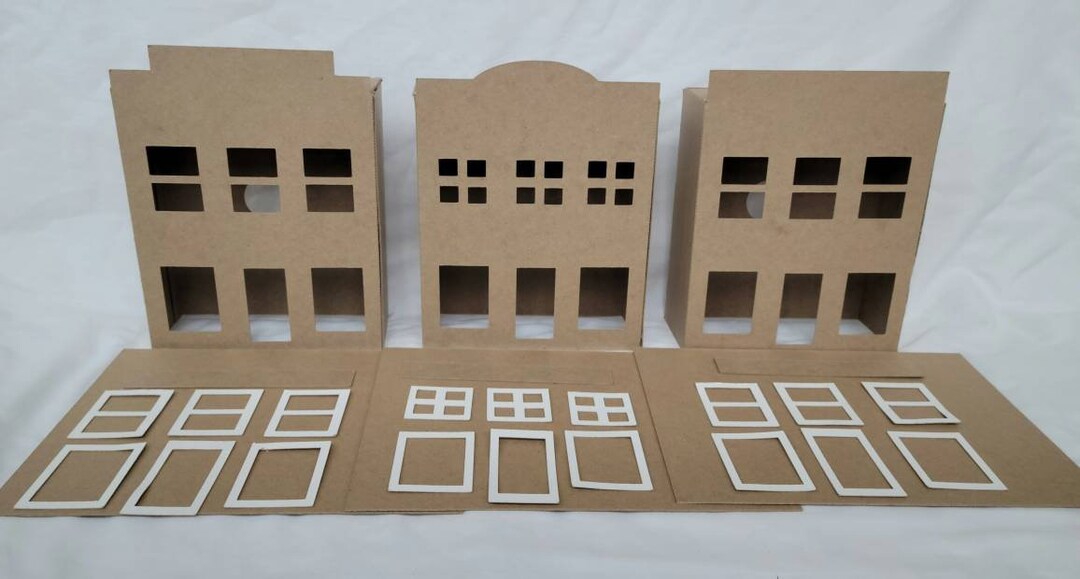 Little Village Cardboard Christmas Putz Houses 3 LARGE Storefronts - Etsy