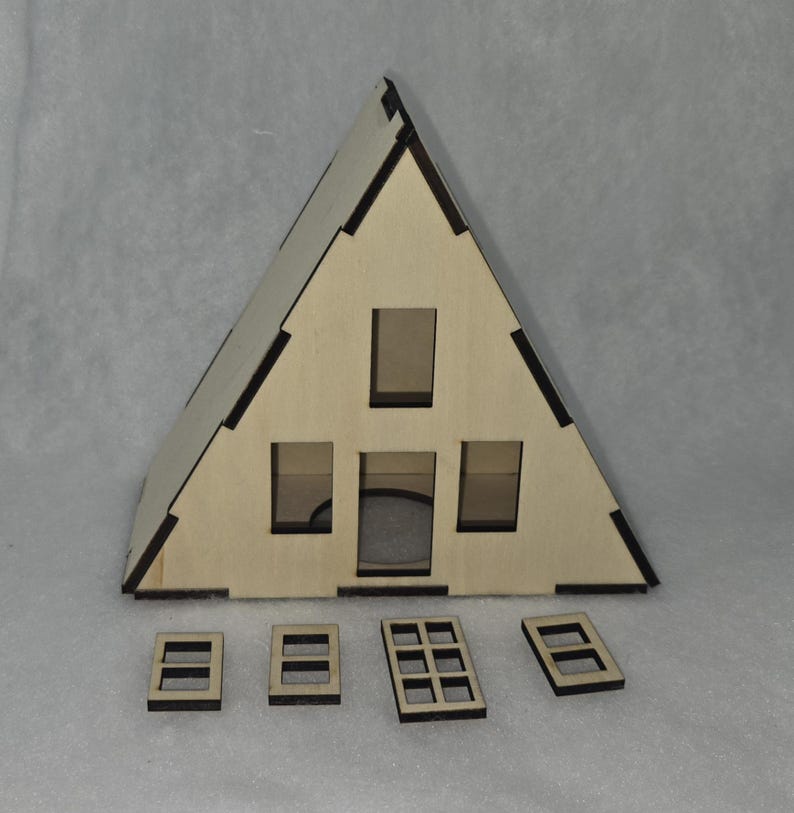WOODEN A-frame House and Chalet- Paint & Decorate Your Own Village ...