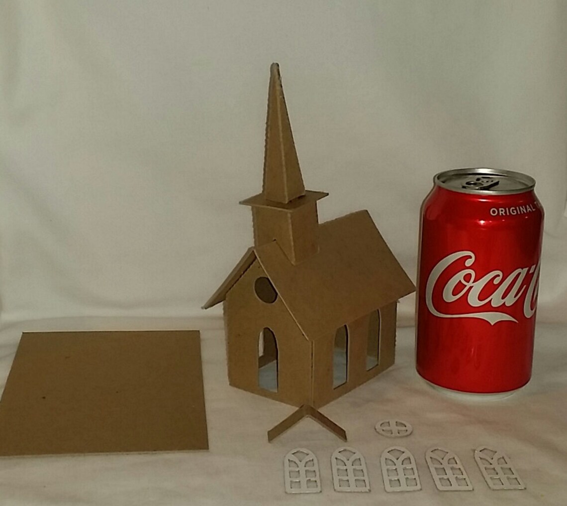 Church With Steeple -DIY - Putz Style Cardboard Church - Etsy UK