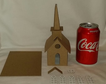 Large Church With Steeple DIY Putz Style Cardboard Church | Etsy