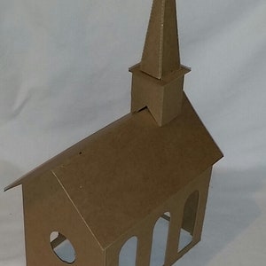 Large Church With Steeple -DIY - Putz Style Cardboard Church - Etsy