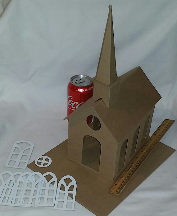 Large Church With Steeple DIY Putz Style Cardboard Church - Etsy