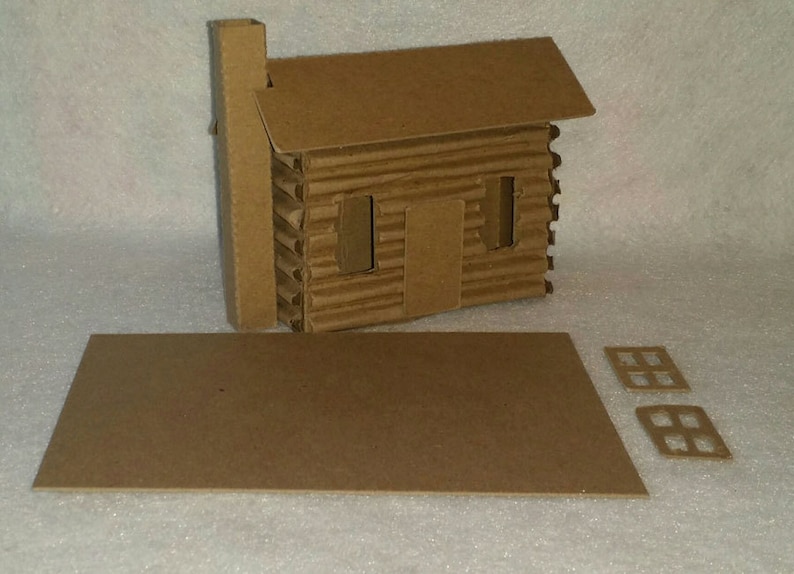 Little Village Cardboard Putz Style Log Cabin - Etsy