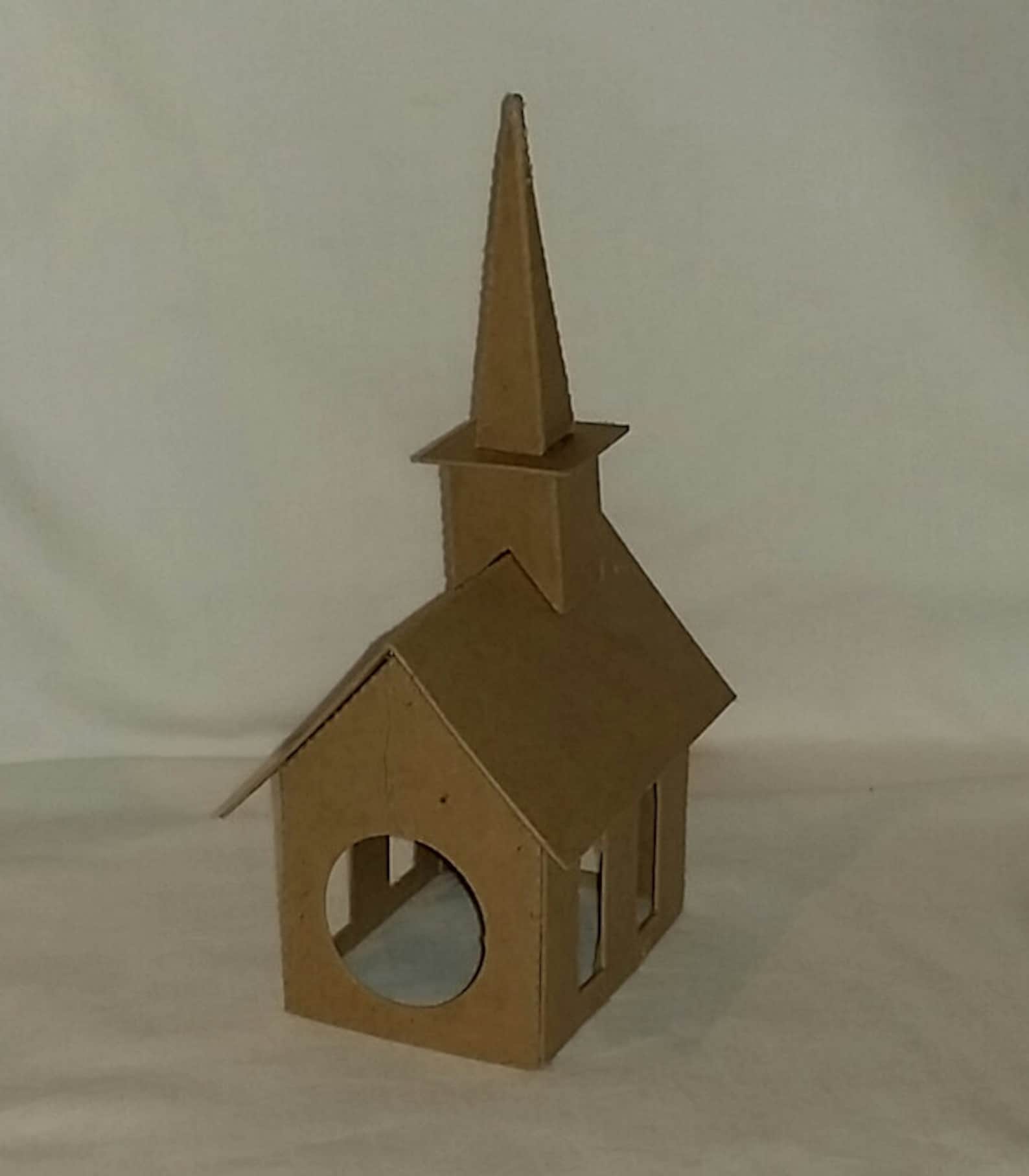 Church With Steeple -DIY - Putz Style Cardboard Church - Etsy UK