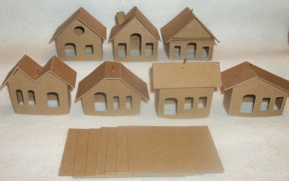 Mini Vintage Putz Style Houses- Set of 7 - Etsy